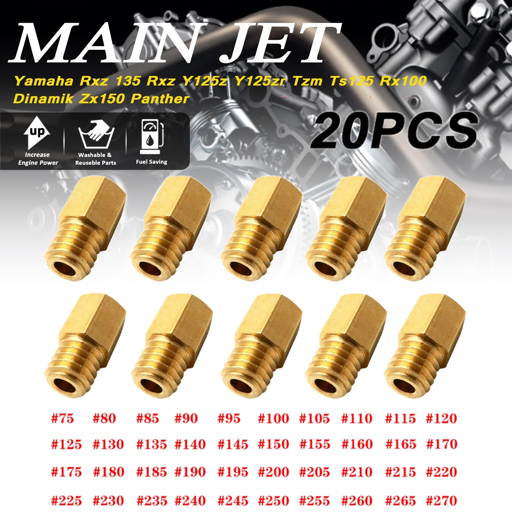 10pcs MAIN JET MAINJET PILOTJET CARBURETOR CARB MJ RXZ 135 RXZ Y125Z ...