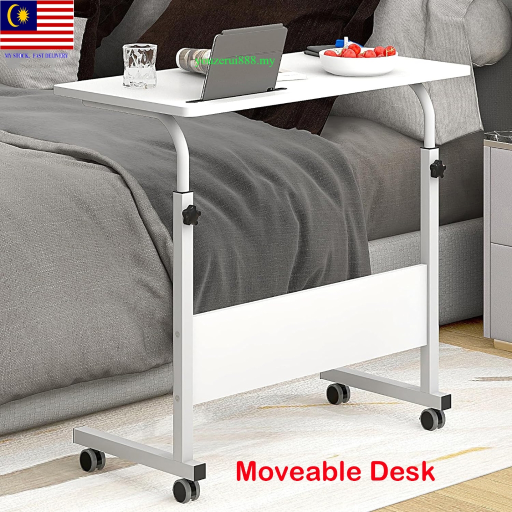 Home Table Height Adjustable Desk Bedside Computer Desk with Wheels ...