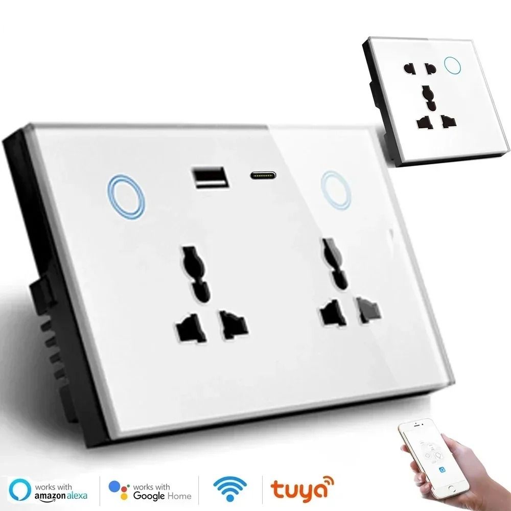Melery WIFI Smart USB TYPE-C Wall Socket Universal Plug Outlet 15A ...