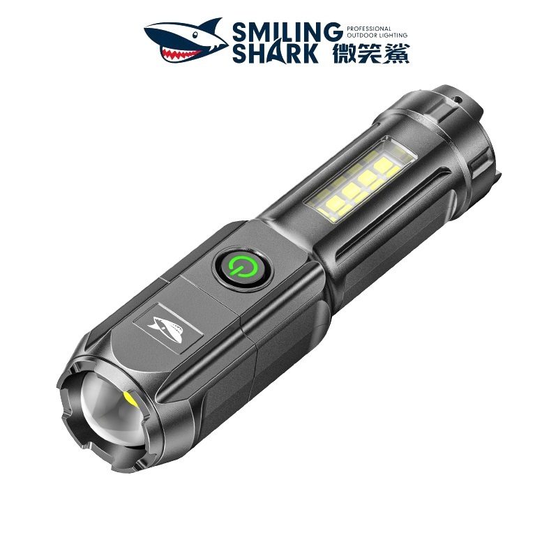 SMILING SHARK Led Torch Light Super Bright Flashlight USB Rechargeable ...