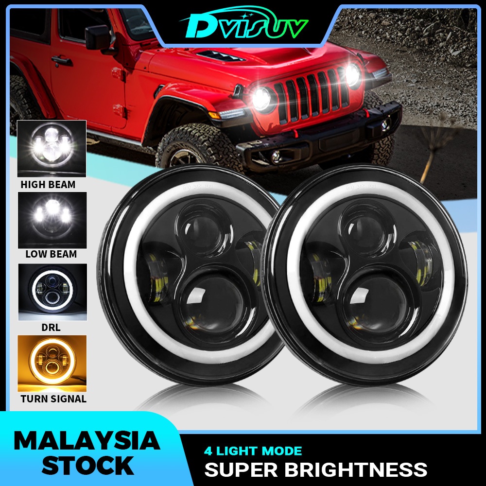 1PC 7 Inch Round 150W Jeep Headlight Motorcycle Headlight DRL Angel ...