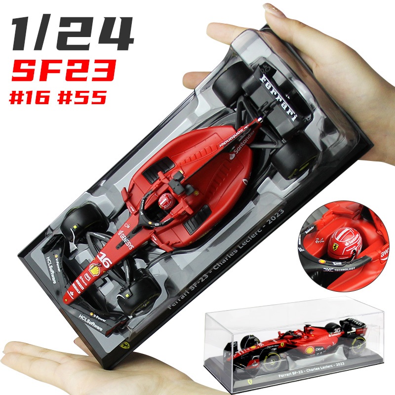 Bburago 1:24 2023 F1 Ferrari SF23 #16 Charles Leclerc #55 Carlos Sainz ...