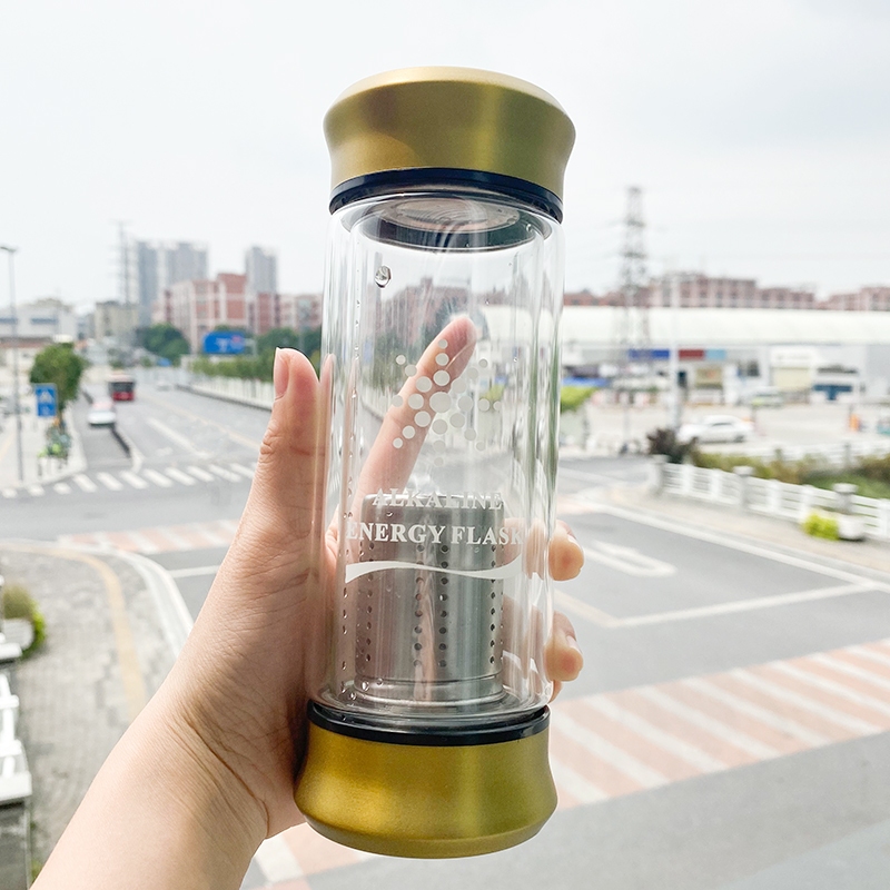 Tomaline Alkaline Water Bottle Hydrogen Ball Alkaline Glass Bottle with ...