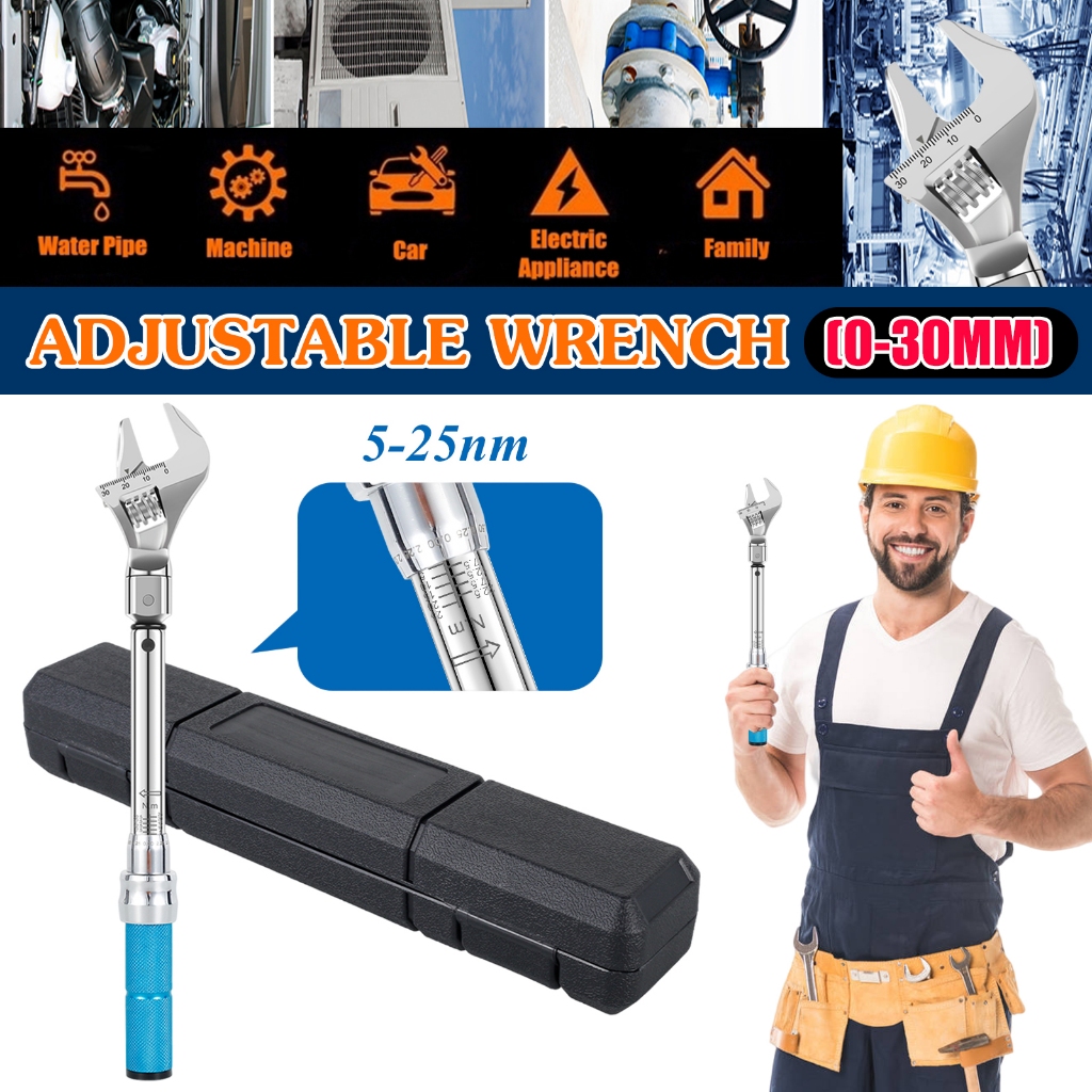 Digital Adjustable Flex Wrench Torque Wrench 5-25 NM 30mm Steel Open ...