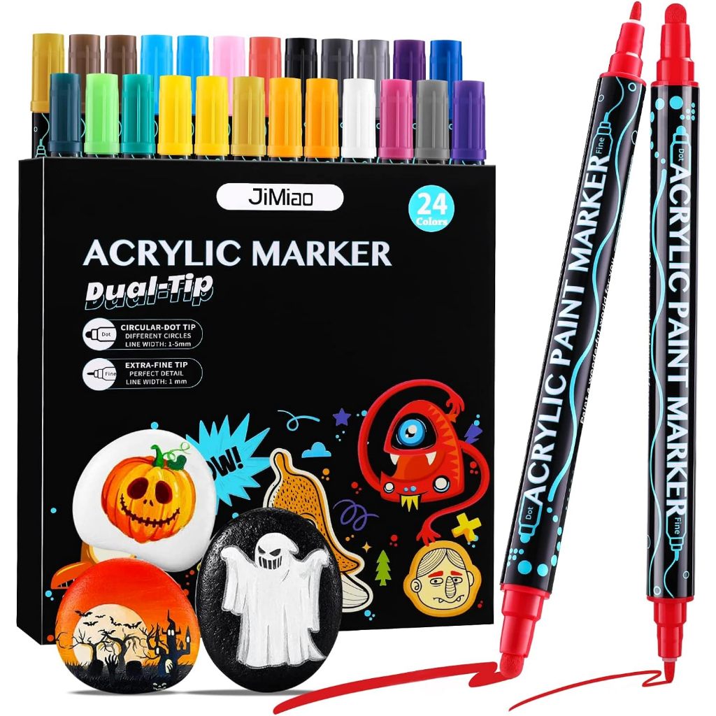 24 Colors Acrylic Paint Marker Pen Set With Metallic Colors DIY Craft ...