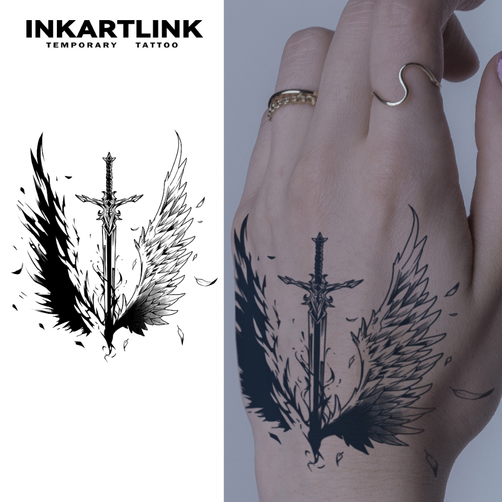 The sword temporary tattoo stickers, waterproof long-lasting magic ...