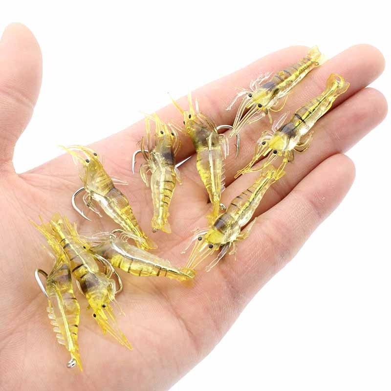 Umpan Mancing 4cm Soft Luminous Shrimp Fishing Lure With Hook Swivel Beads Artificial Silicone ...