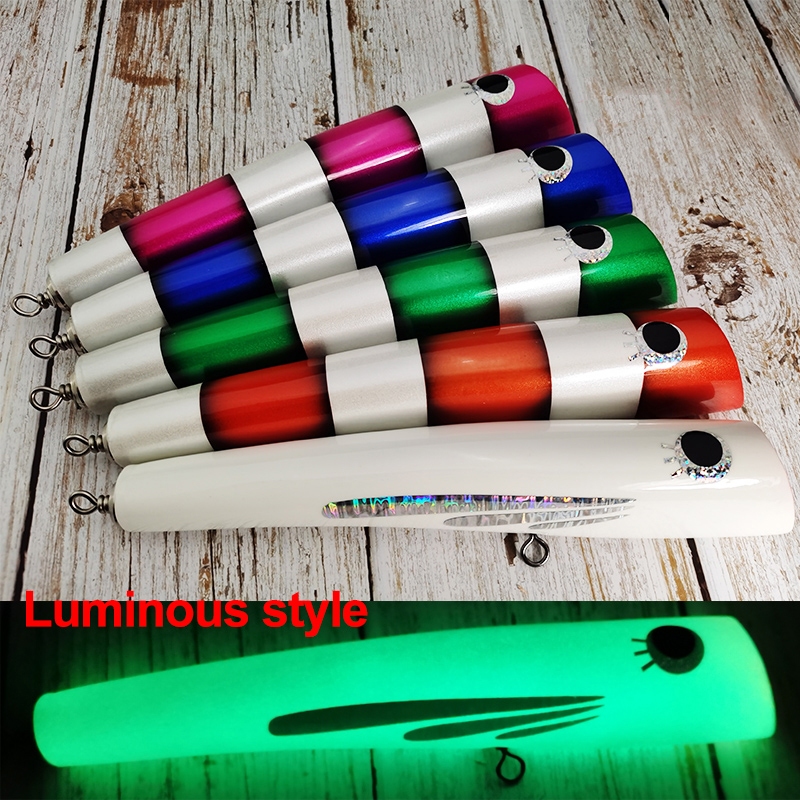 TEASER【WD103】±120g 24cm Topwater Wooden Bait Popper GT Surface popping ...