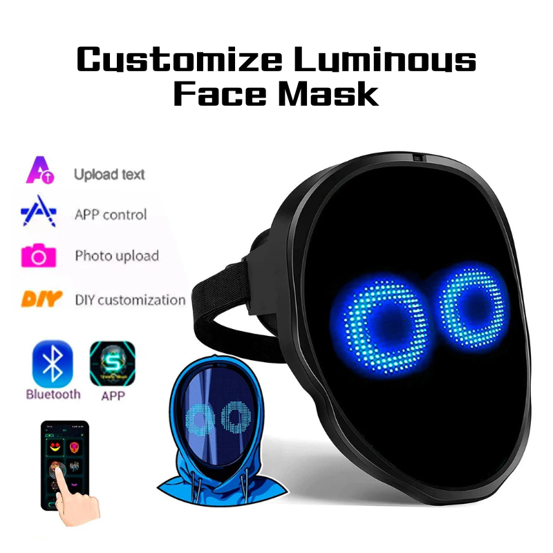 LED Mask RGB Full-Color Luminous Face Transforming Mask DIY Editing Animation Text for Face ...