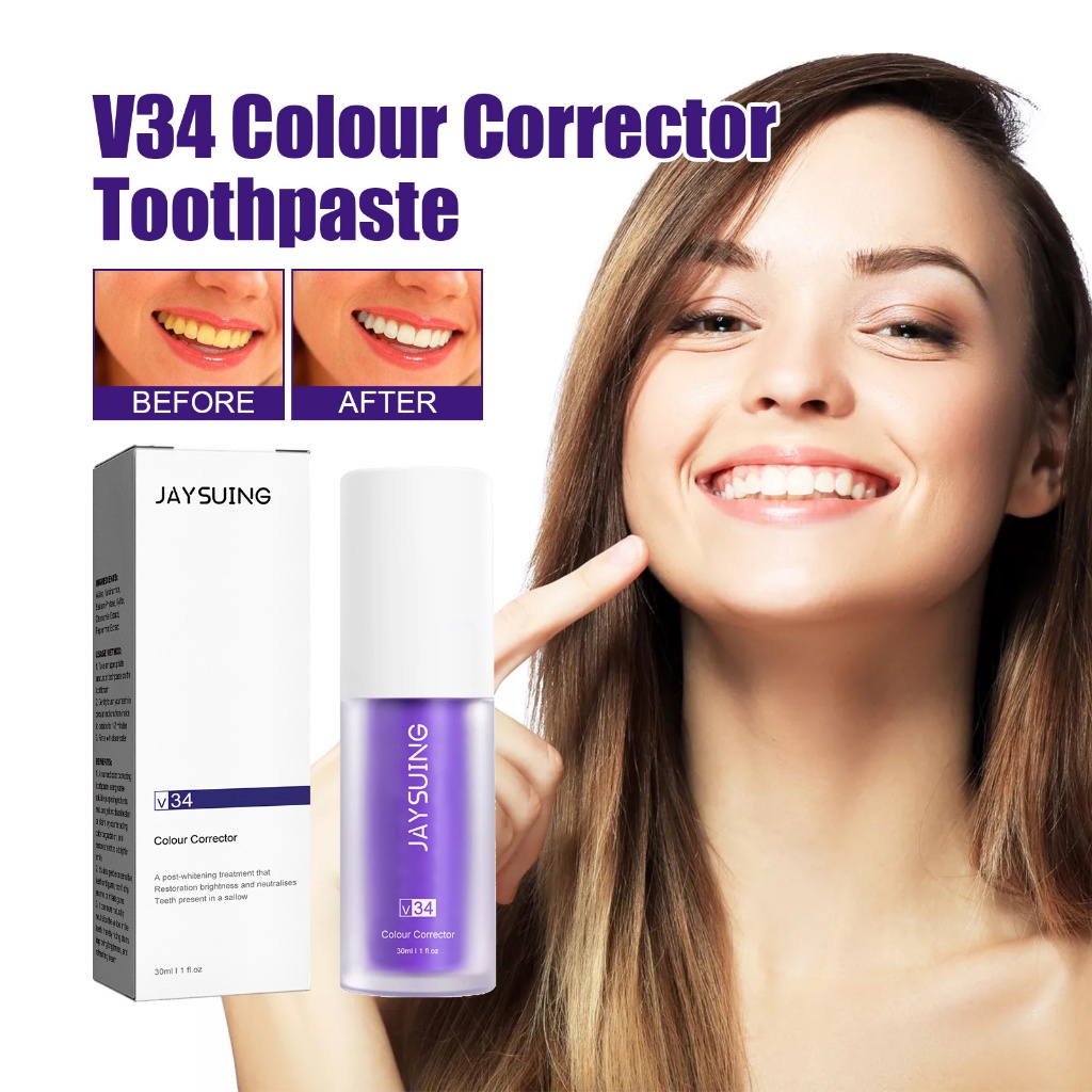 Jaysuing V34 Whitening Toothpaste Deep Cleansing Yellow Teeth Remove ...