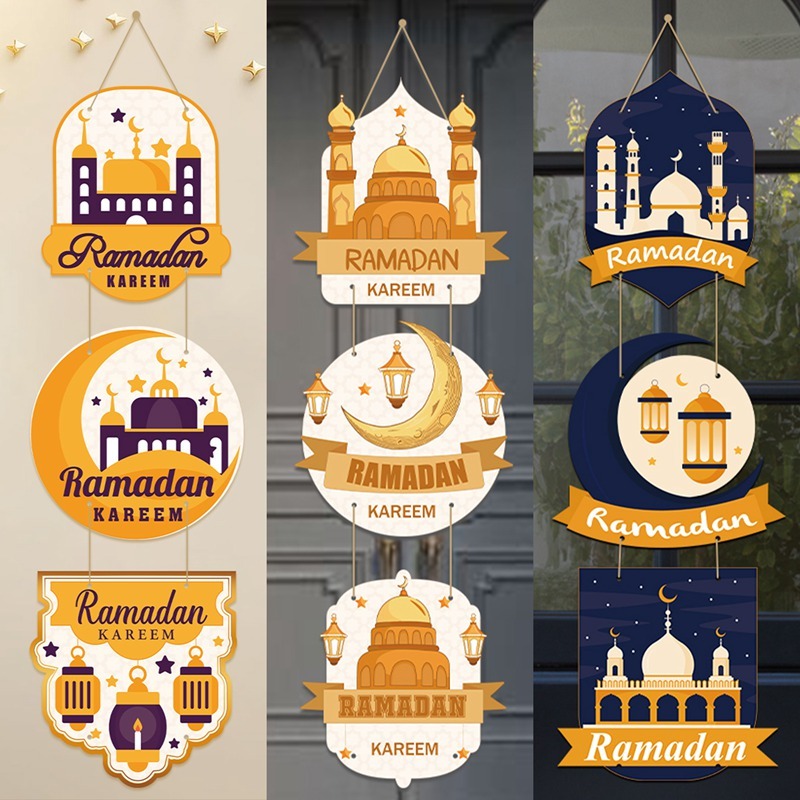 3pcs Eid Paper Door Hanging EID MUBARAK Backdrop Ramadan Kareem Paper ...