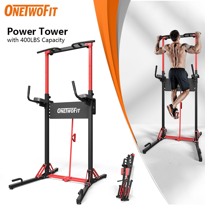 OneTwoFit Pull Up Bar Multifunction Foldable Adjustable Power Tower ...