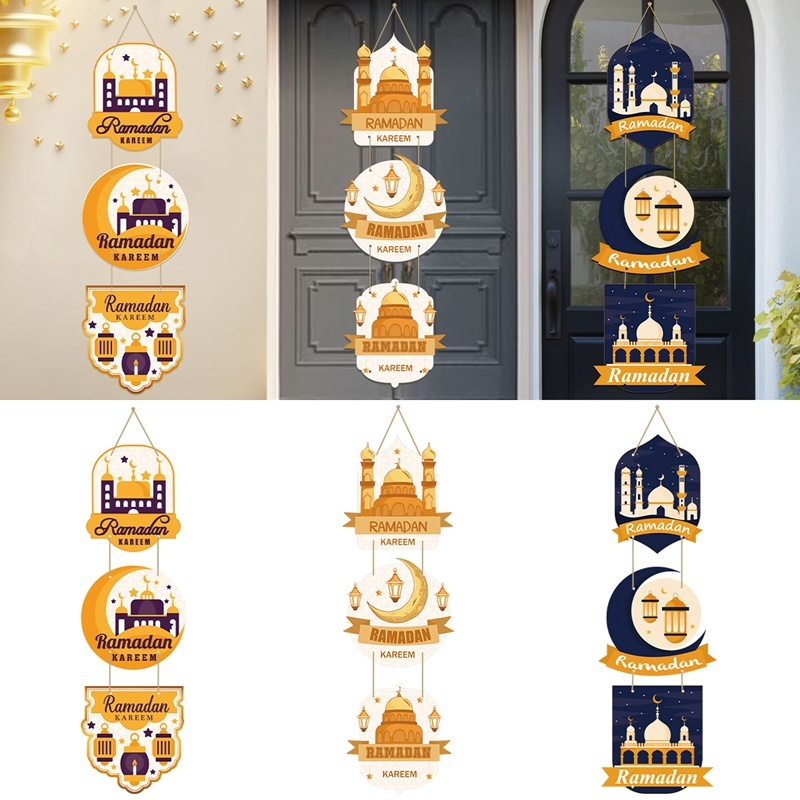 【3Color】Ramadan Kareem Door Sign Paper Ramadan Door Hanging Pendant ...