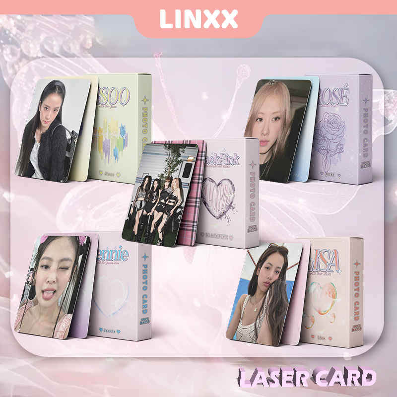 LINXX 55 Pcs BP JISOO LISA JENNIE ROSE Holographic Laser Card Kpop ...