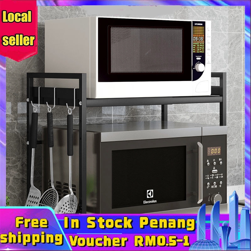 Microwave Rack Oven Rack Kitchen Rack Stainless Steel Storage Rack Rak ...