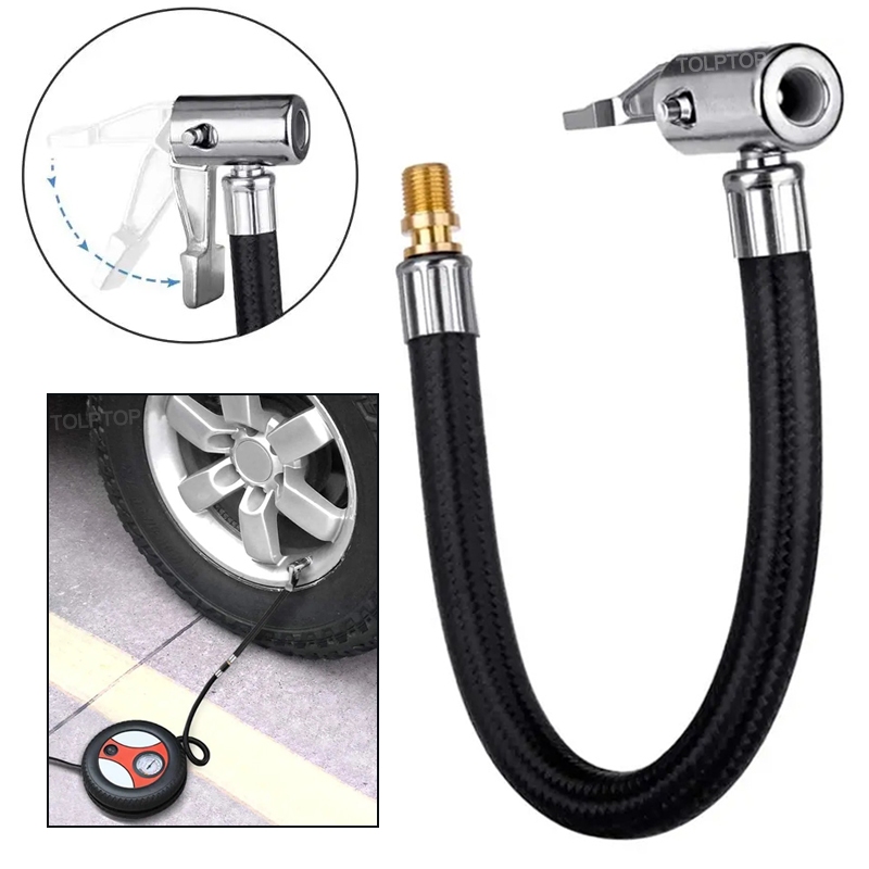 10cm-80cm Car Tire Inflator Hose Inflatable Air Pump Extension Tube Adapter Twist Tyre ...