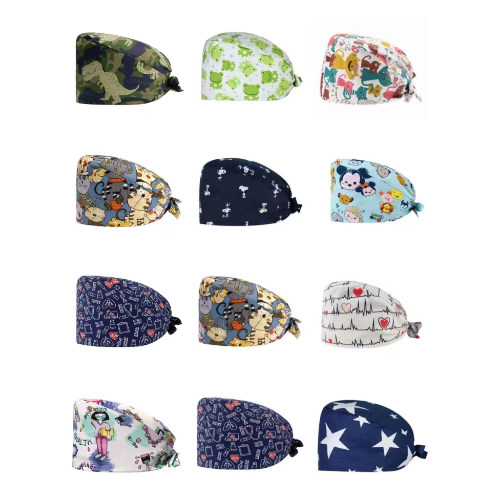 Surgical cap men and women printing cartoon cute cotton operating room ...
