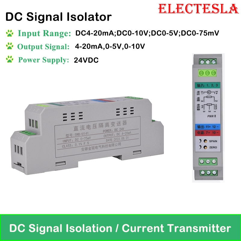 DC Signal Isolator Galvanic Converter Isolation Multi Channel 0-75mV 0-600V 1A 5A 10A Analog ...