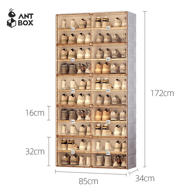 ANTBOX Shoe Box Display Cabinet 8-40 Pairs Installation Free Sturdy ...