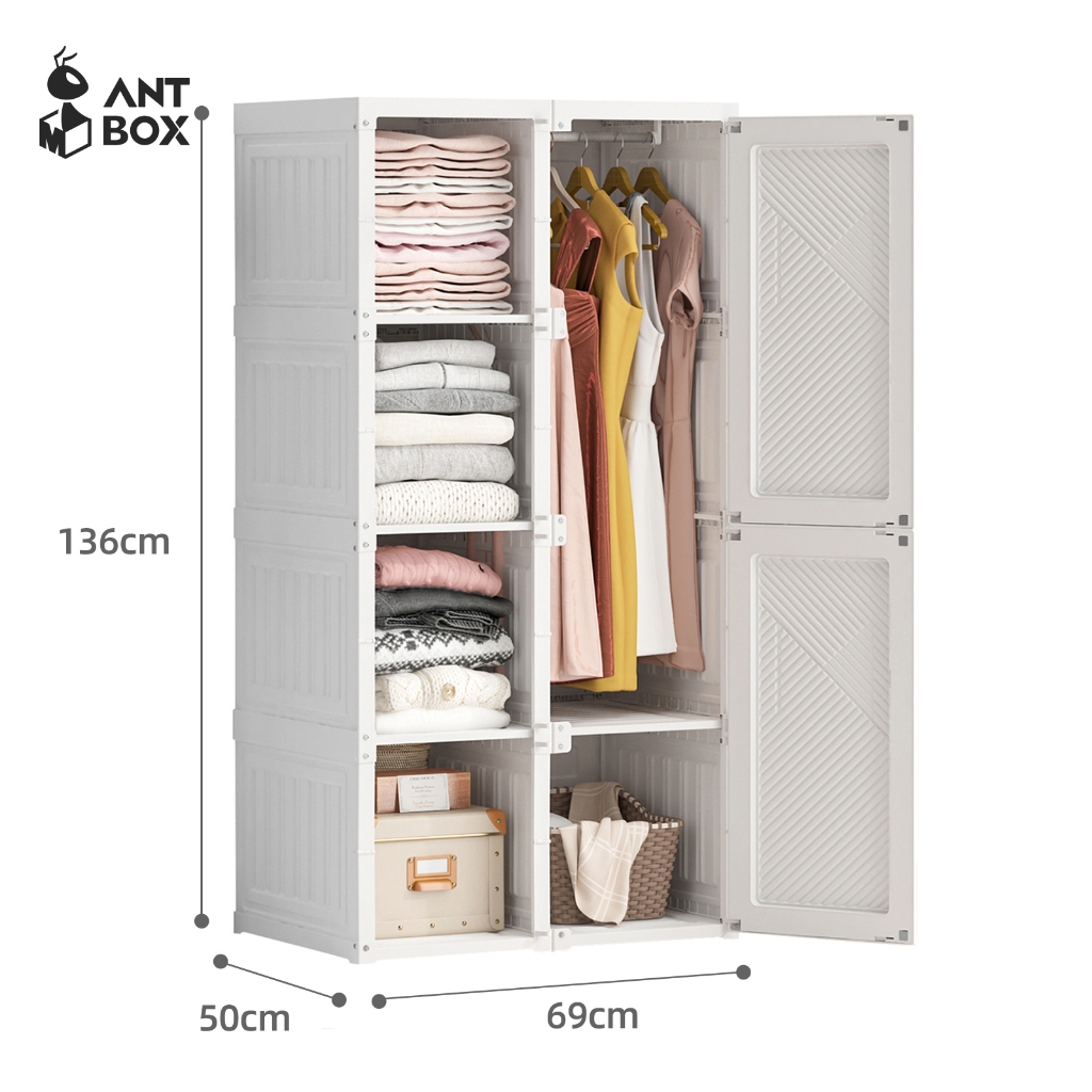 ANTBOX Portable Wardrobe 衣橱卧室 Almari Baju Plastik Kukuh 6-15Cubes 1 ...