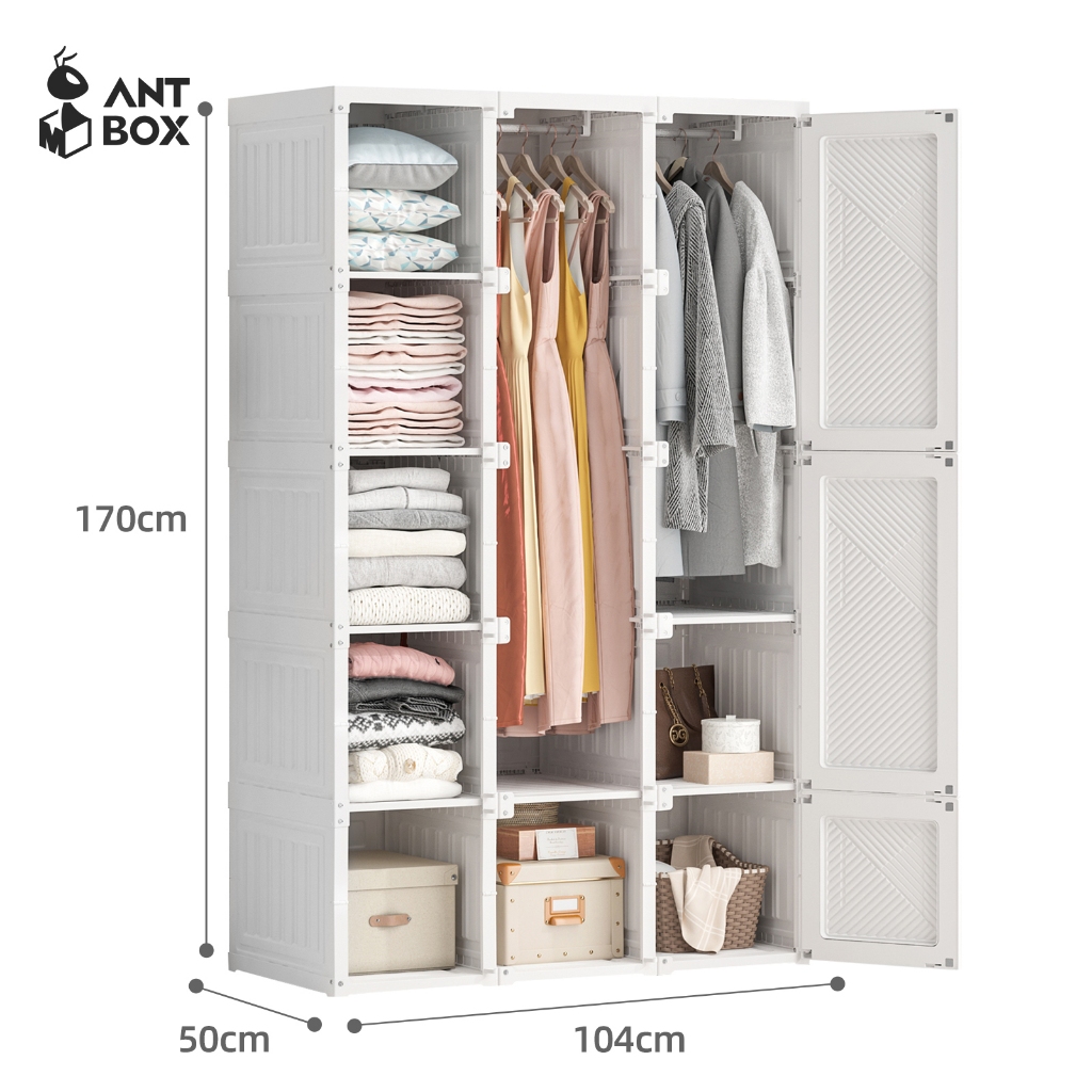 ANTBOX Portable Wardrobe 衣橱卧室 Almari Baju Plastik Kukuh 6-15Cubes 1 ...