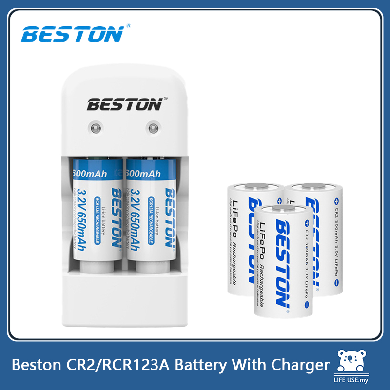 Beston 3V CR2 or 3.2V RCR123A/16340 battery charging adapter 3.6V ...