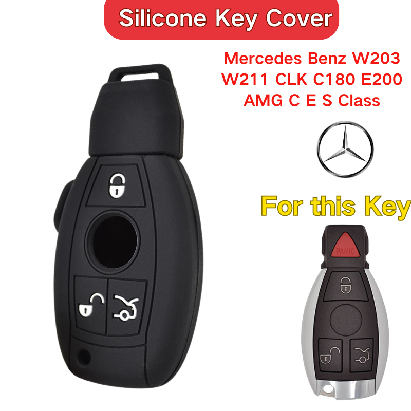 Silicone Key Case Cover 3 Button For Mercedes-Benz W203 W211 CLK C180 ...