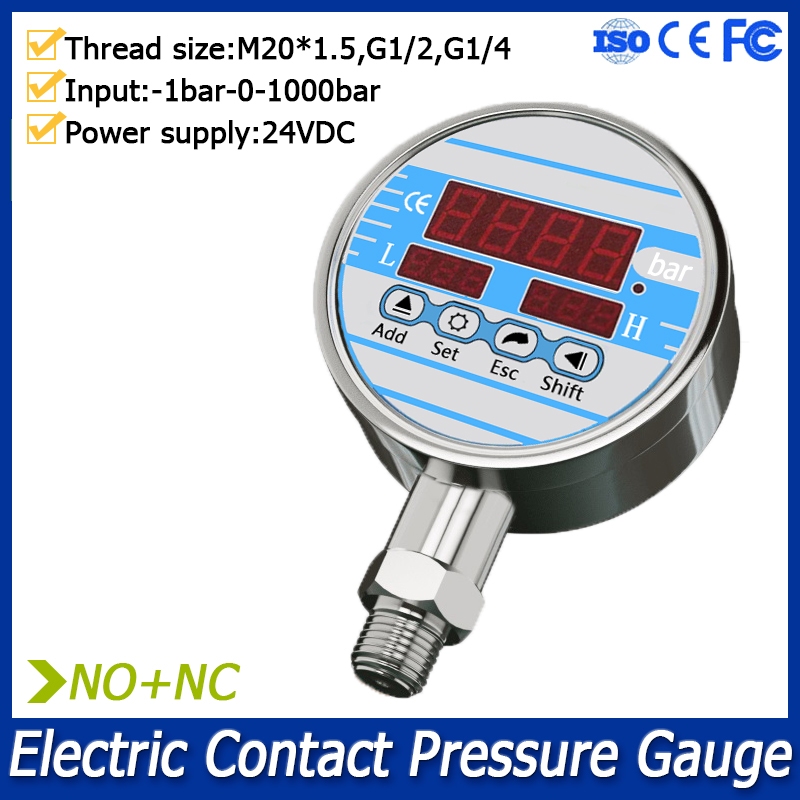 Electrical Contact Pressure Gauge Water Gas Oil Pressure Sensor Upper ...