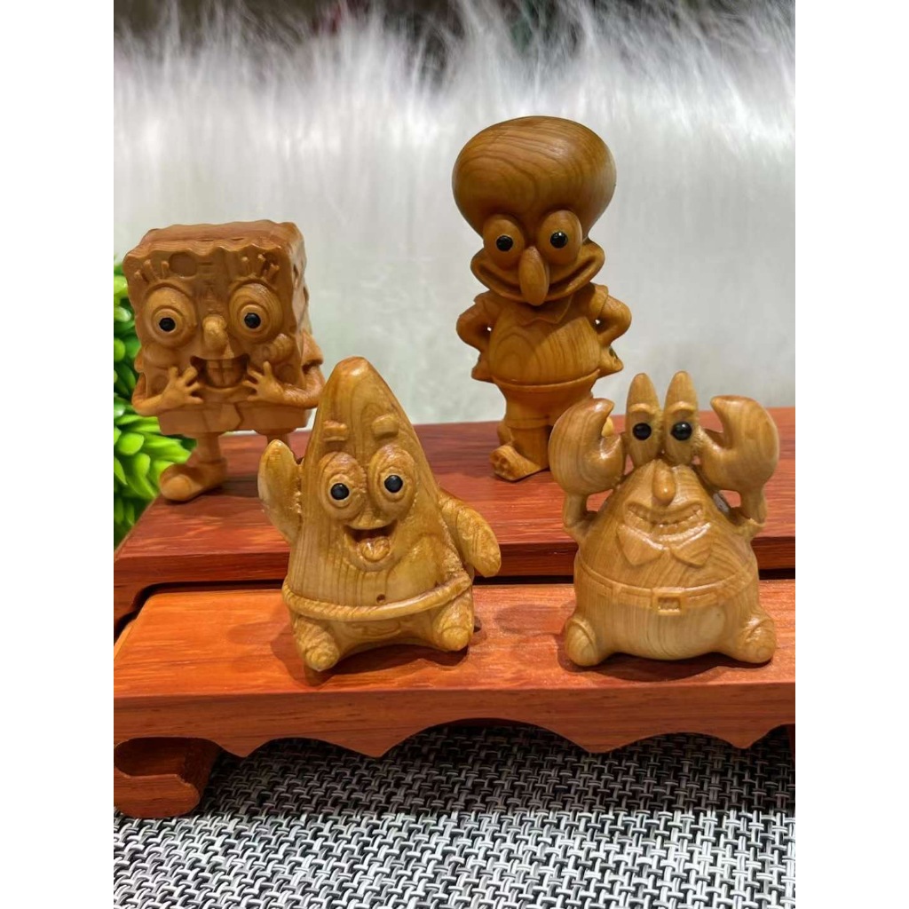 Yabo Wood Carving Cartoon SpongeBob SquarePants, Pie Daxing, Crab Boss ...