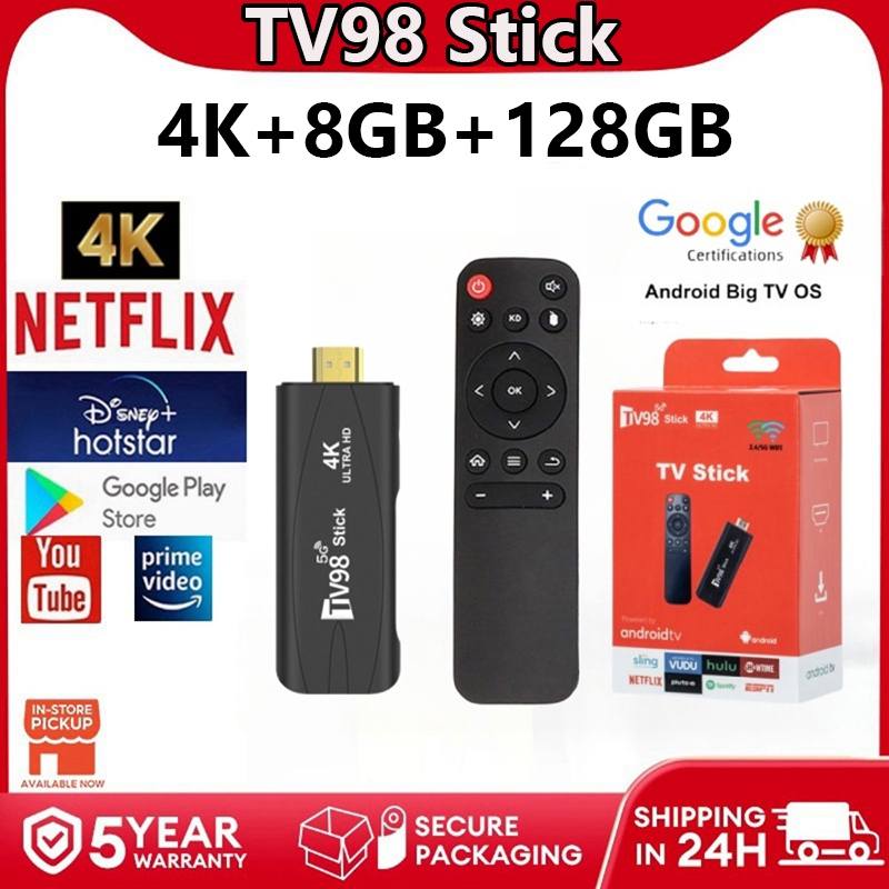 TV stick TV98 set-top box RK3228 4K HD Bluetooth dual 5g WIFi Android 12 TV box 8g+128G | Shopee ...