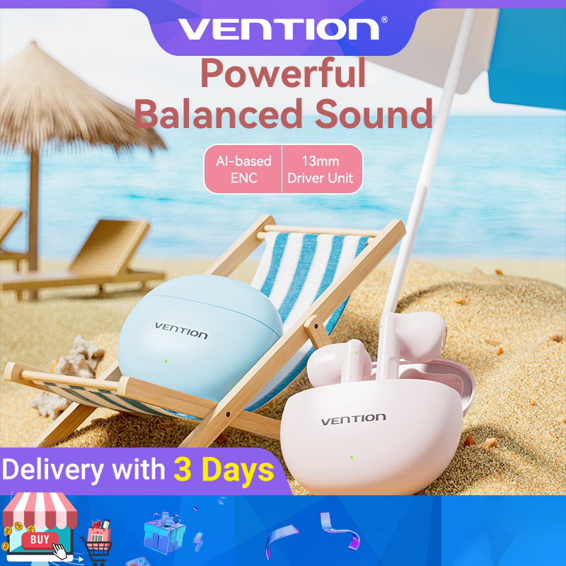 Vention Elf E06 Bluetooth 5.3 Earbuds with AI-Based ENC Earphone High ...