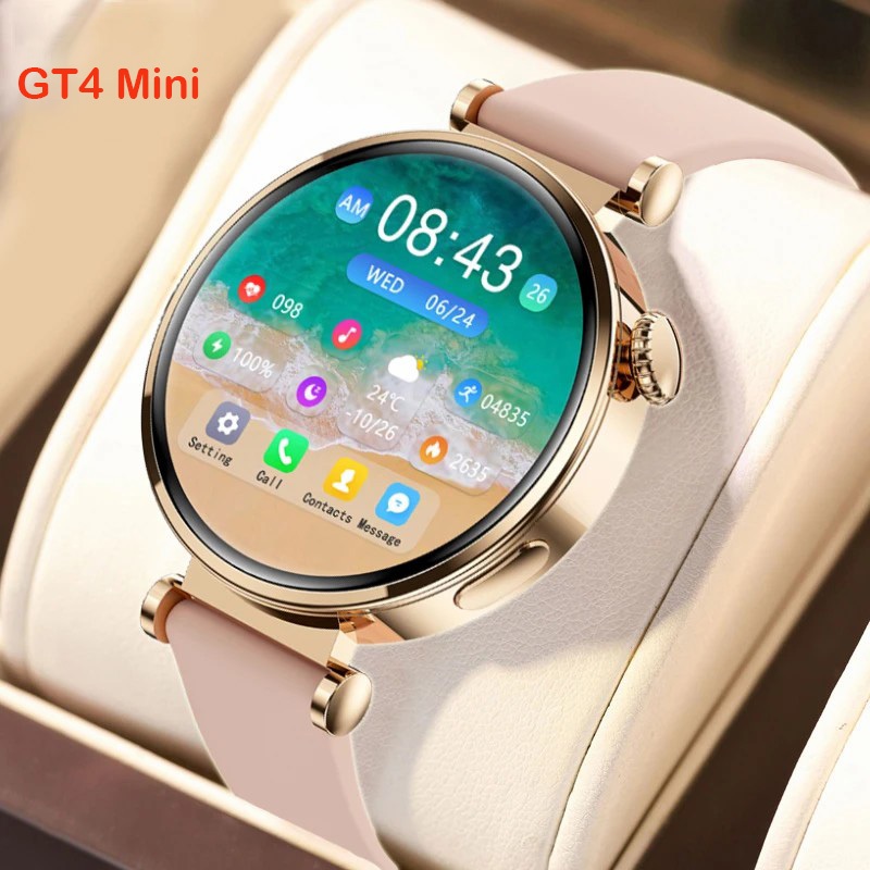 2024 NEW GT4 Mini Smart Watch Women GPS Tracker AMOLED Screen Bluetooth ...