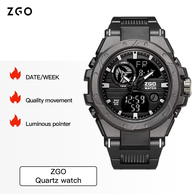 ZGO jam tangan Big Dial Sports Waterproof Digital Watch Mechanical ...