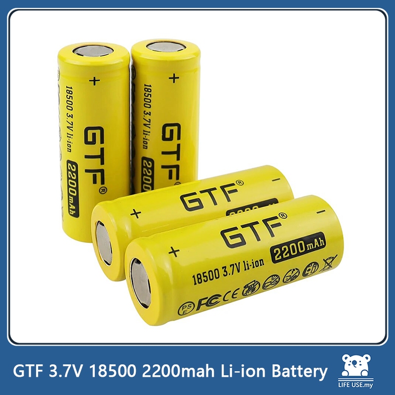 GTF 3.7v 18500 battery 2200mah cell rechargeable lithium batteries for ...