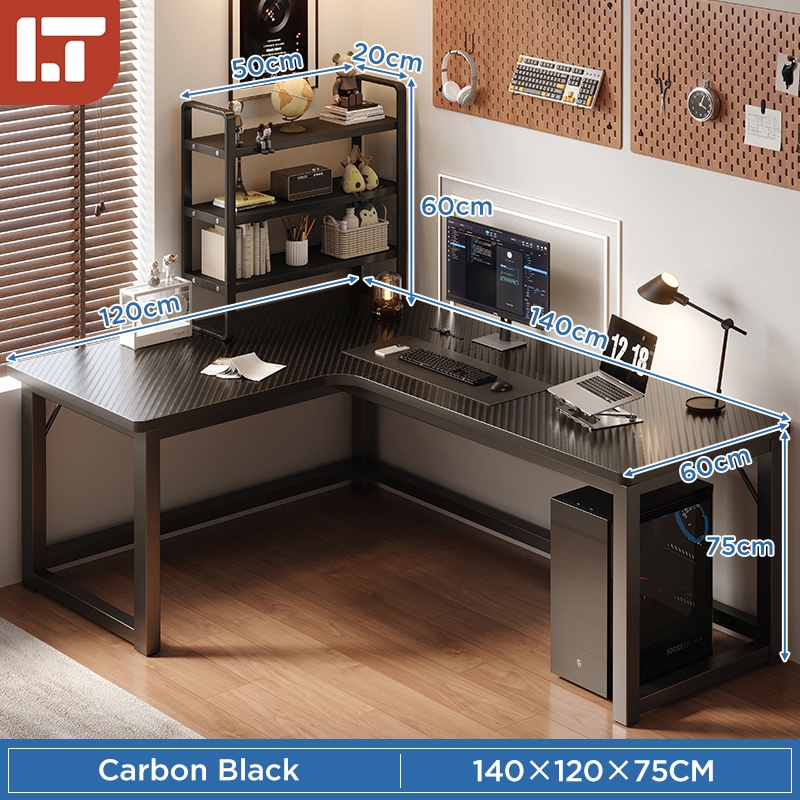 Office Table 180CM L Shape Table Carbon Fiber Computer Table with CPU ...