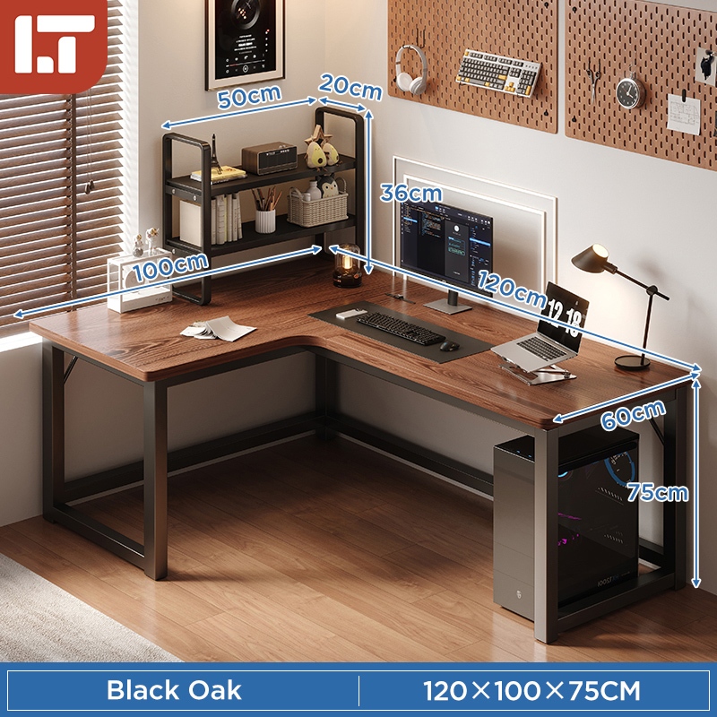 Office Table 180CM L Shape Table Carbon Fiber Computer Table with CPU ...