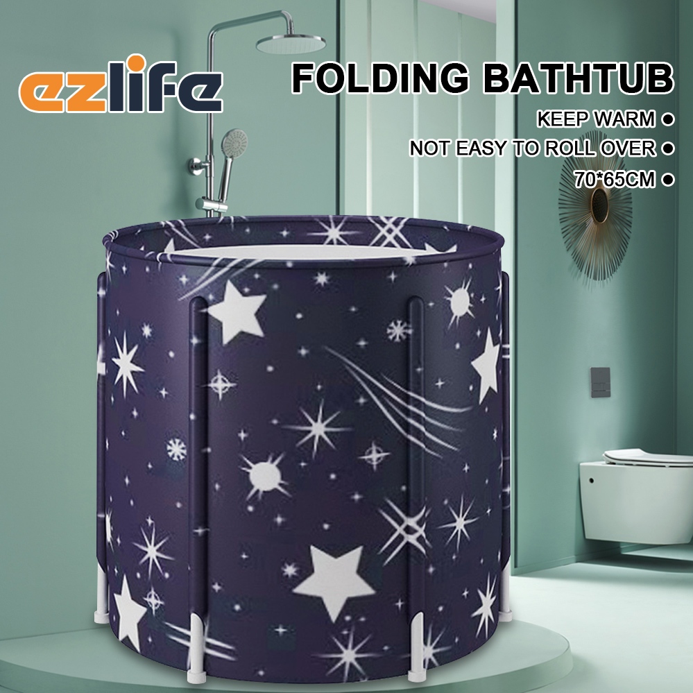 70CM Foldable Bath Tub+Cushion Bath Bucket Adult Bathtub Household ...