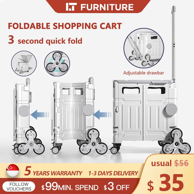 POP Shopping Cart IT-tore Foldable POP 50L/ 75L Trolley Storage Movable ...