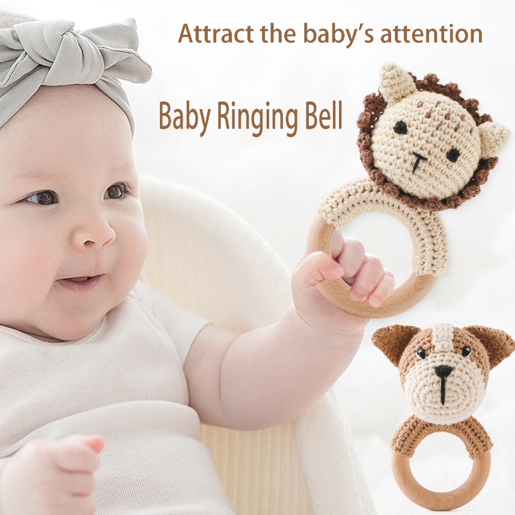 Baby Ringing Bell Handmade Wooden Woolen Hook Needle Ringing Bell Baby ...