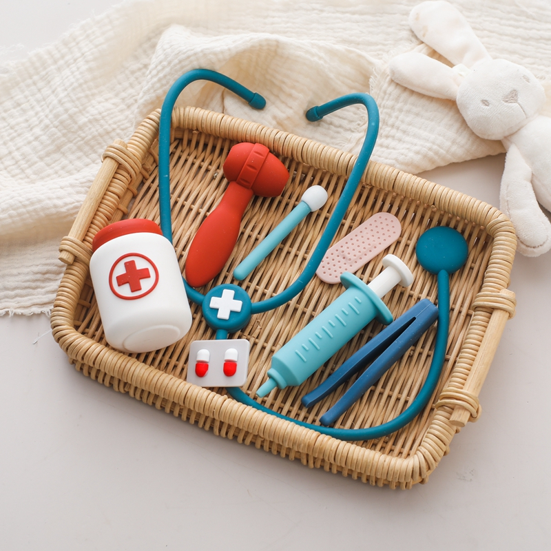 8pcs/set Silicone Toy Children's Doctor Role-playing House Doctor ...