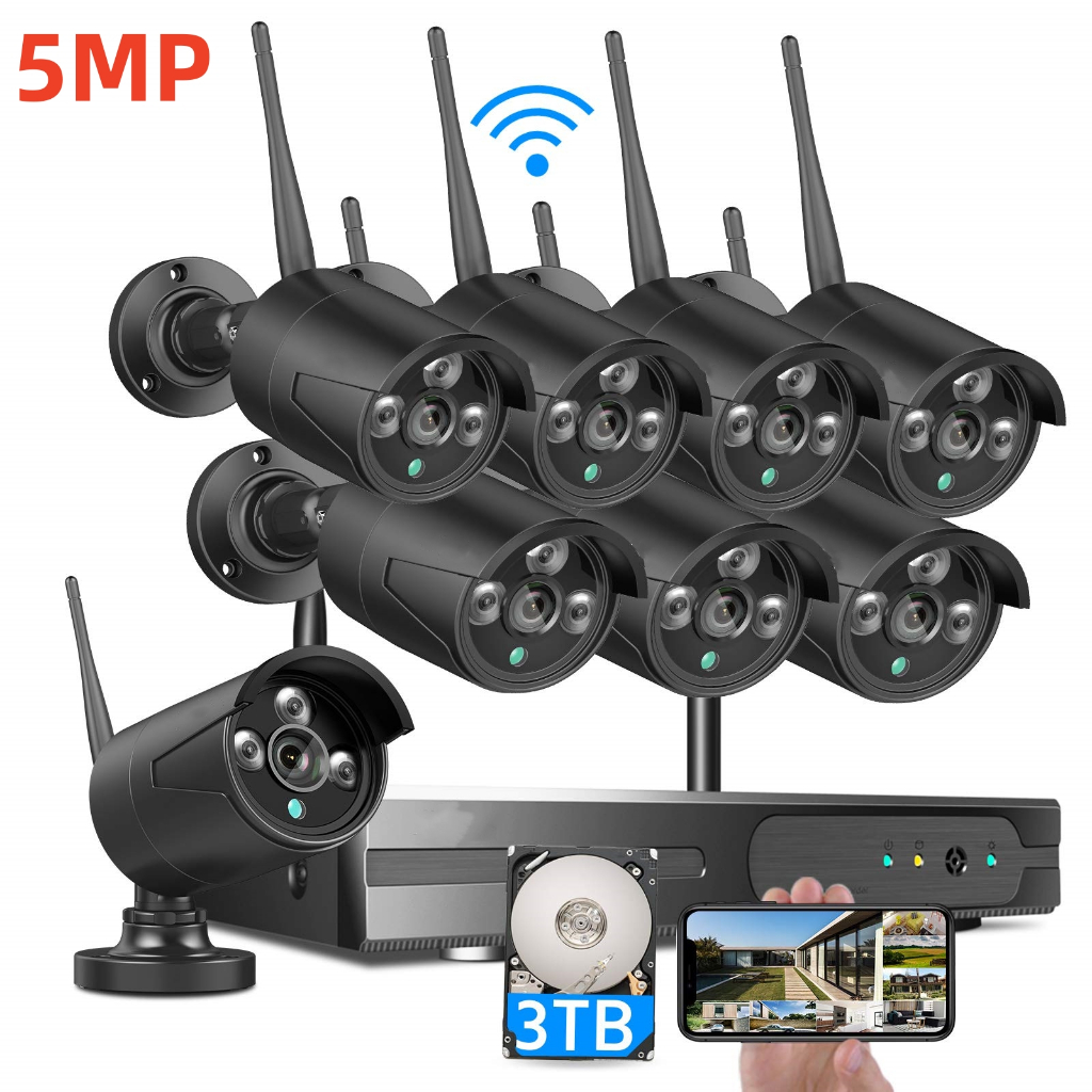 8 Channel CCTV Camera Security System Kit Wifi 5MP Wireless NVR Kit 8CH ...