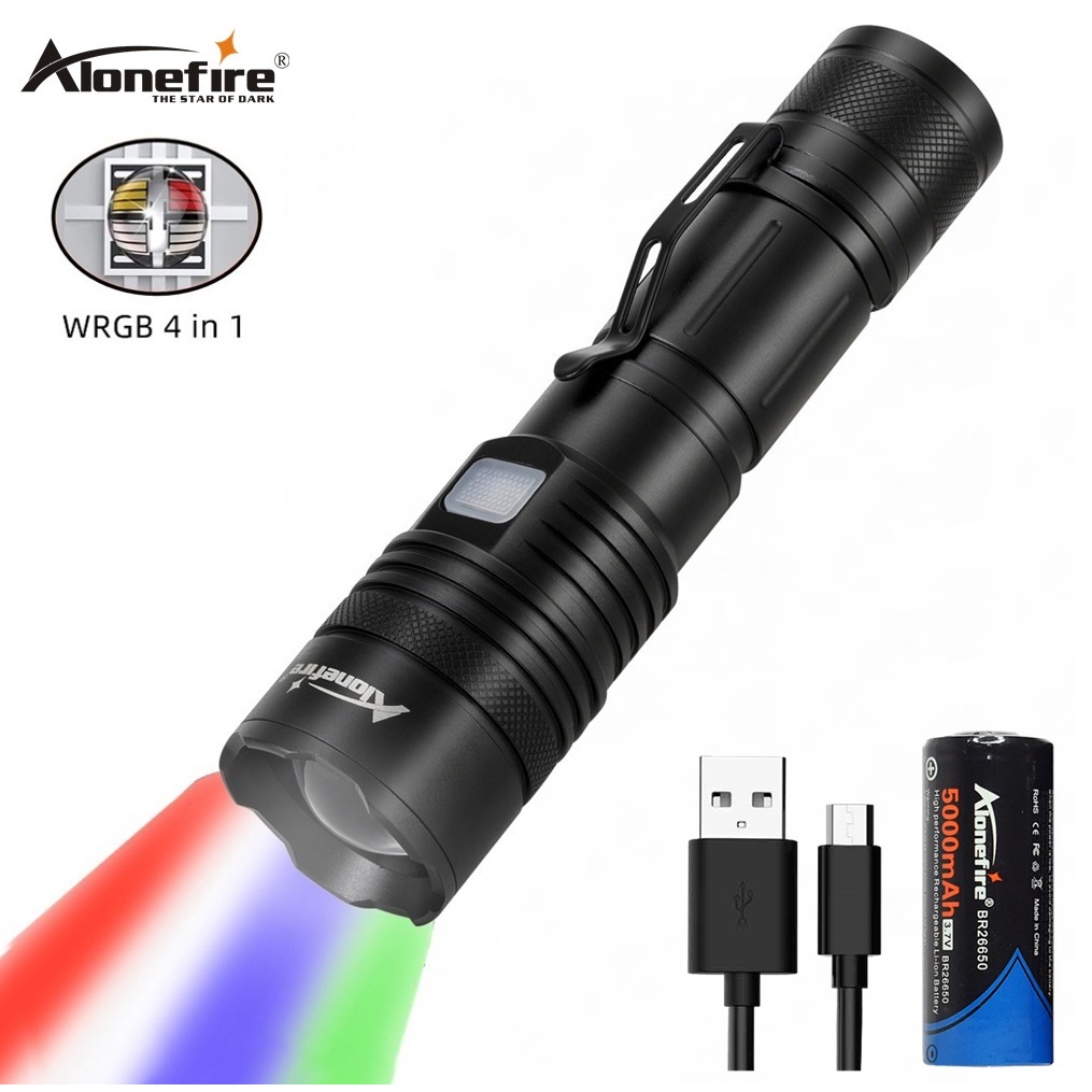 Alonefire X37WRGB 4 Color In 1 Multi-Color LED Flashlight Zoomable Red ...