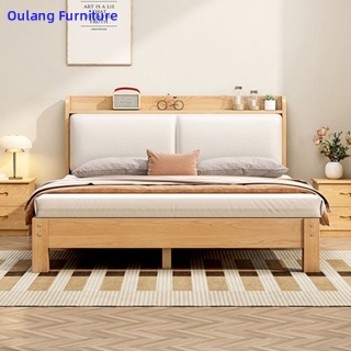 Solid wood bed modern and simple all solid wood 1.2 meters and 1.5 ...