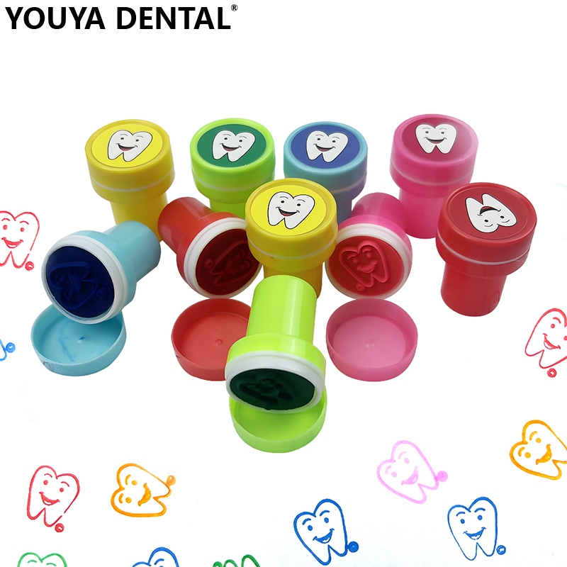 10Pcs/box Cute Dental Tooth Shape Cartoon Stamp for Kids Children ...
