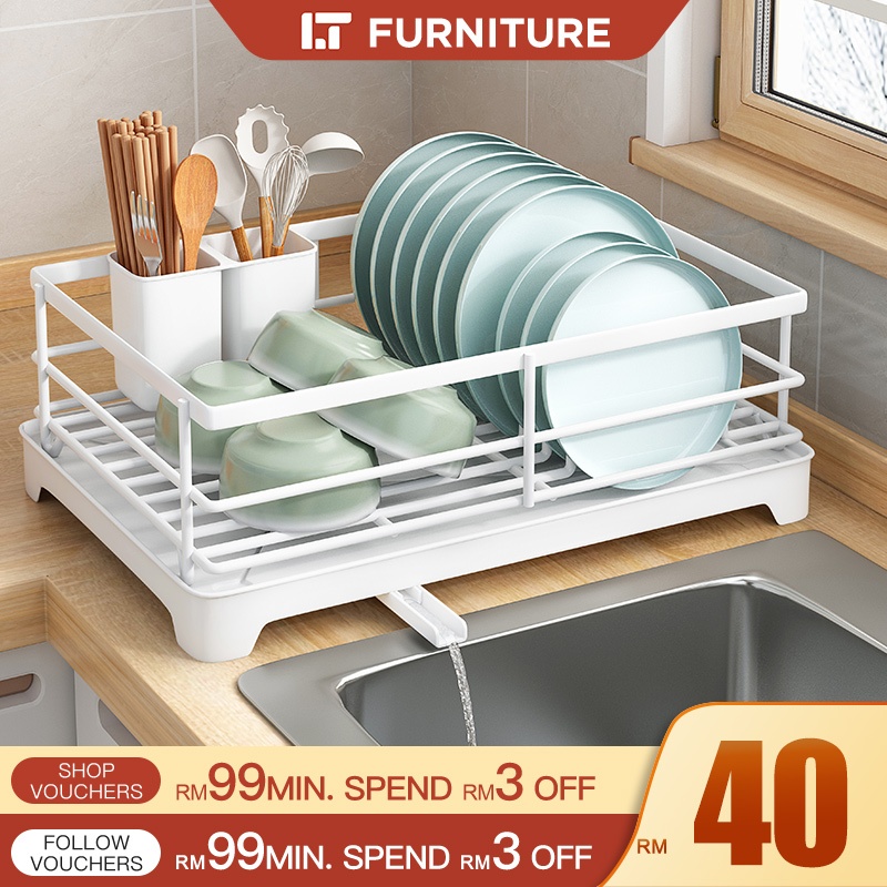Rak Pinggan Dish Rack Cutlery holder Rak Sinki Dapur Sink Dish Drainer ...