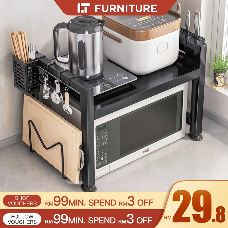 Microwave Rack Oven Rack Kitchen Rack Stainless Steel Storage Rack Rak ...