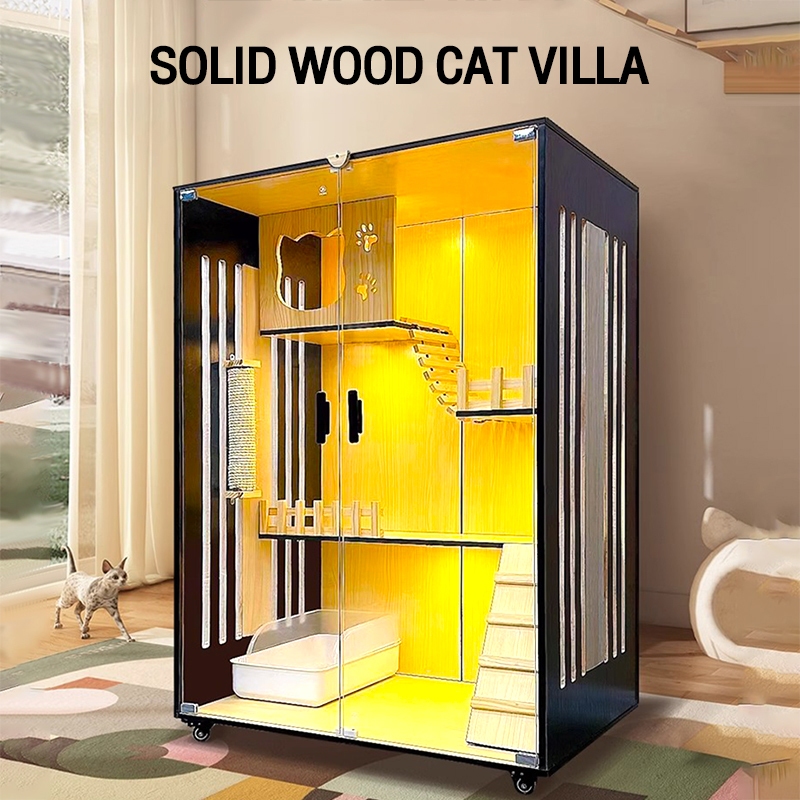 Cat Villa Solid Wood Cat Cage Cat House Household Cat Litter Display