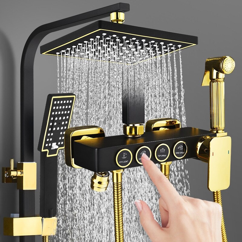4 Levels Adjust Independent Button One Key Switch Square Shower Head ...