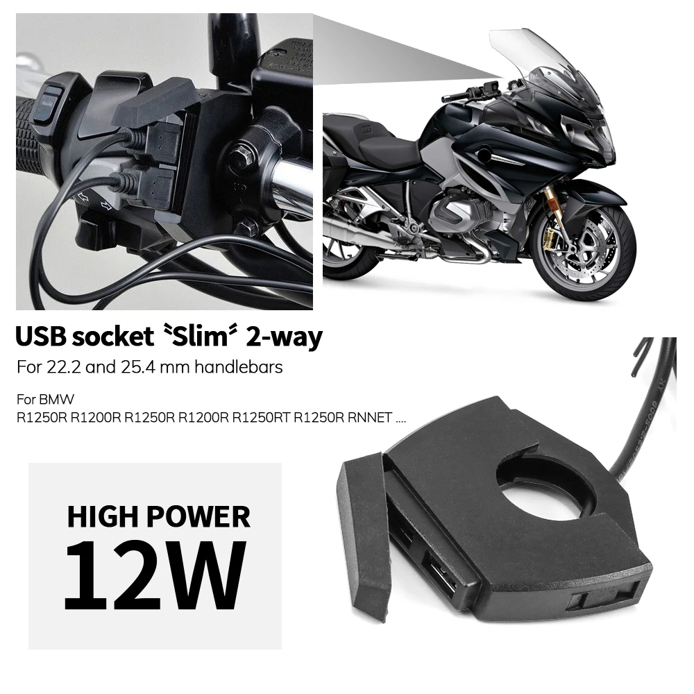 Motorcycle Dual USB Charger Plug Socket Adapter For BMW R1250R R1200R ...