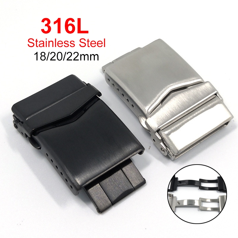 316L Stainless Steel Watch Band Buckle 18mm 20mm 22mm 24mm Metal Solid ...